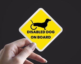 Disabled Wiener on Board Vinyl Sticker/decal, Disabled Dog, Handicap ...