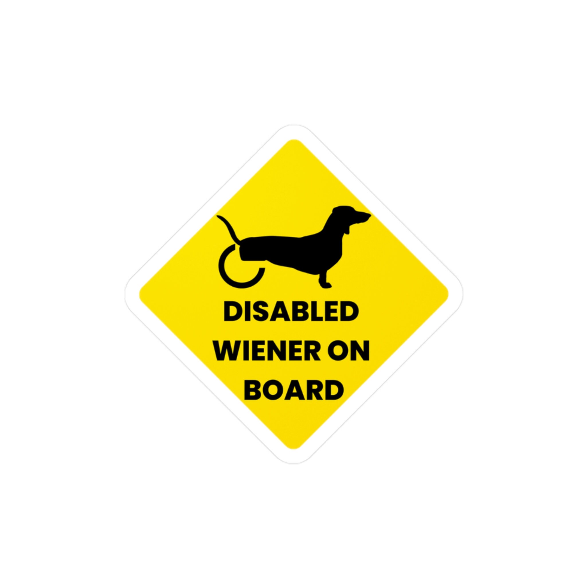 Disabled Wiener on Board Vinyl Sticker/decal, Disabled Dog, Handicap ...