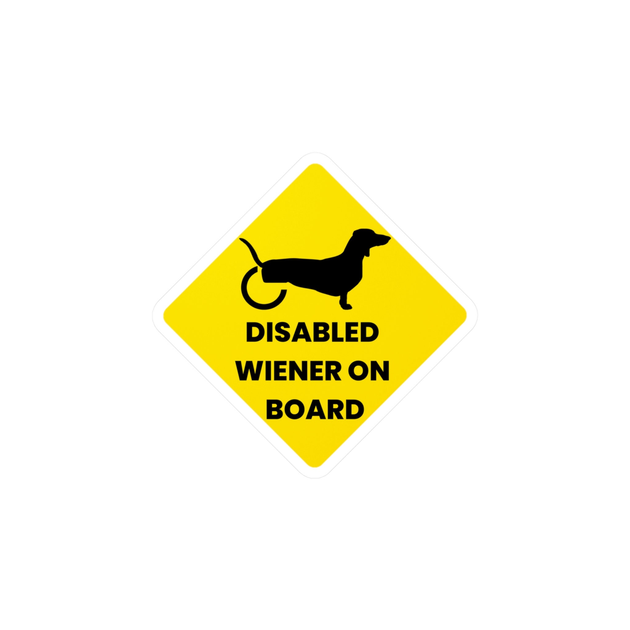 Disabled Wiener on Board Vinyl Sticker/decal, Disabled Dog, Handicap ...