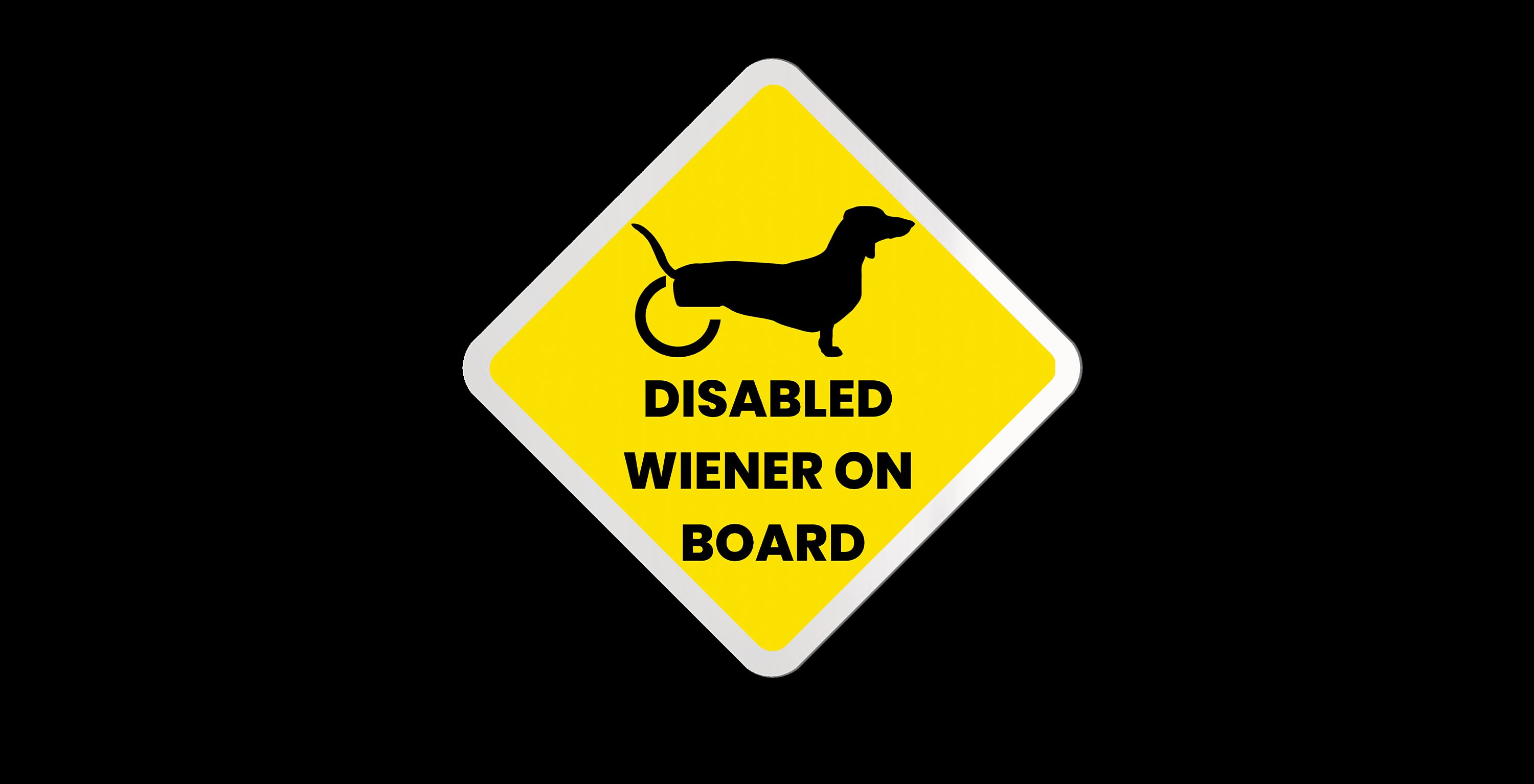 Disabled Wiener on Board Vinyl Sticker/decal, Disabled Dog, Handicap ...
