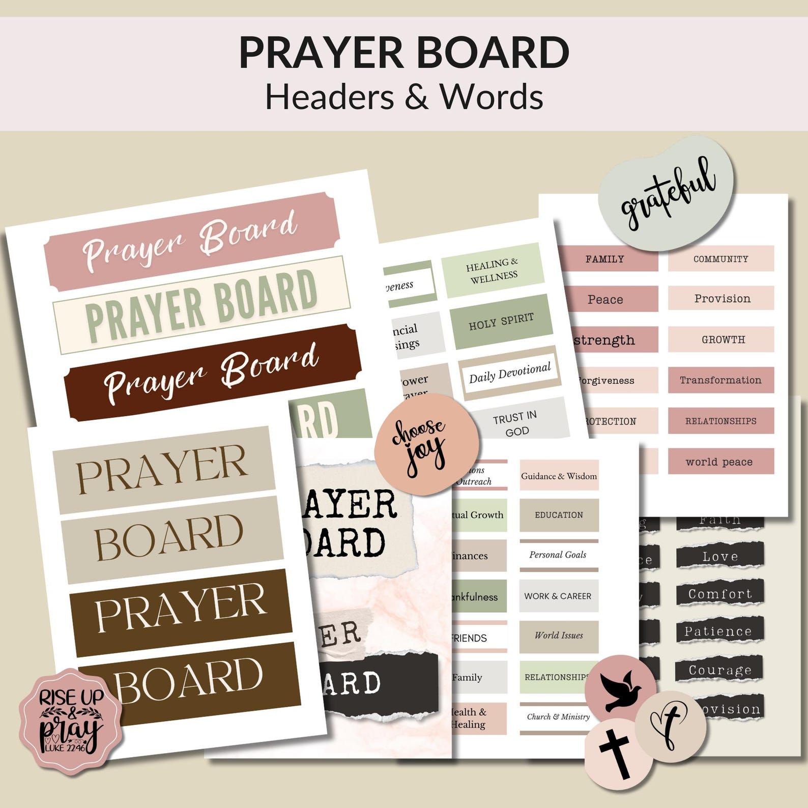 Prayer Board Kit Printable, War Room Bible Verse Cards, Prayer Wall ...