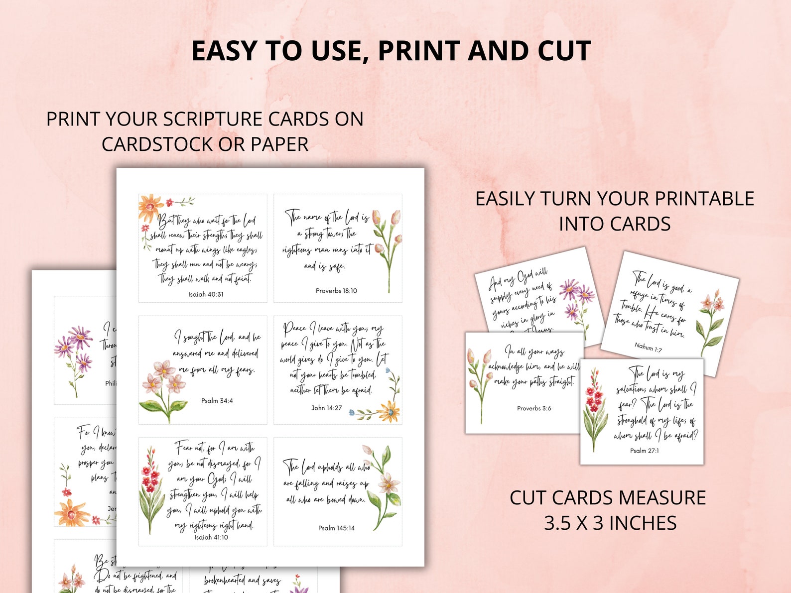 60 Encouraging Verse Cards, Printable Scripture Cards, Bible Memory ...
