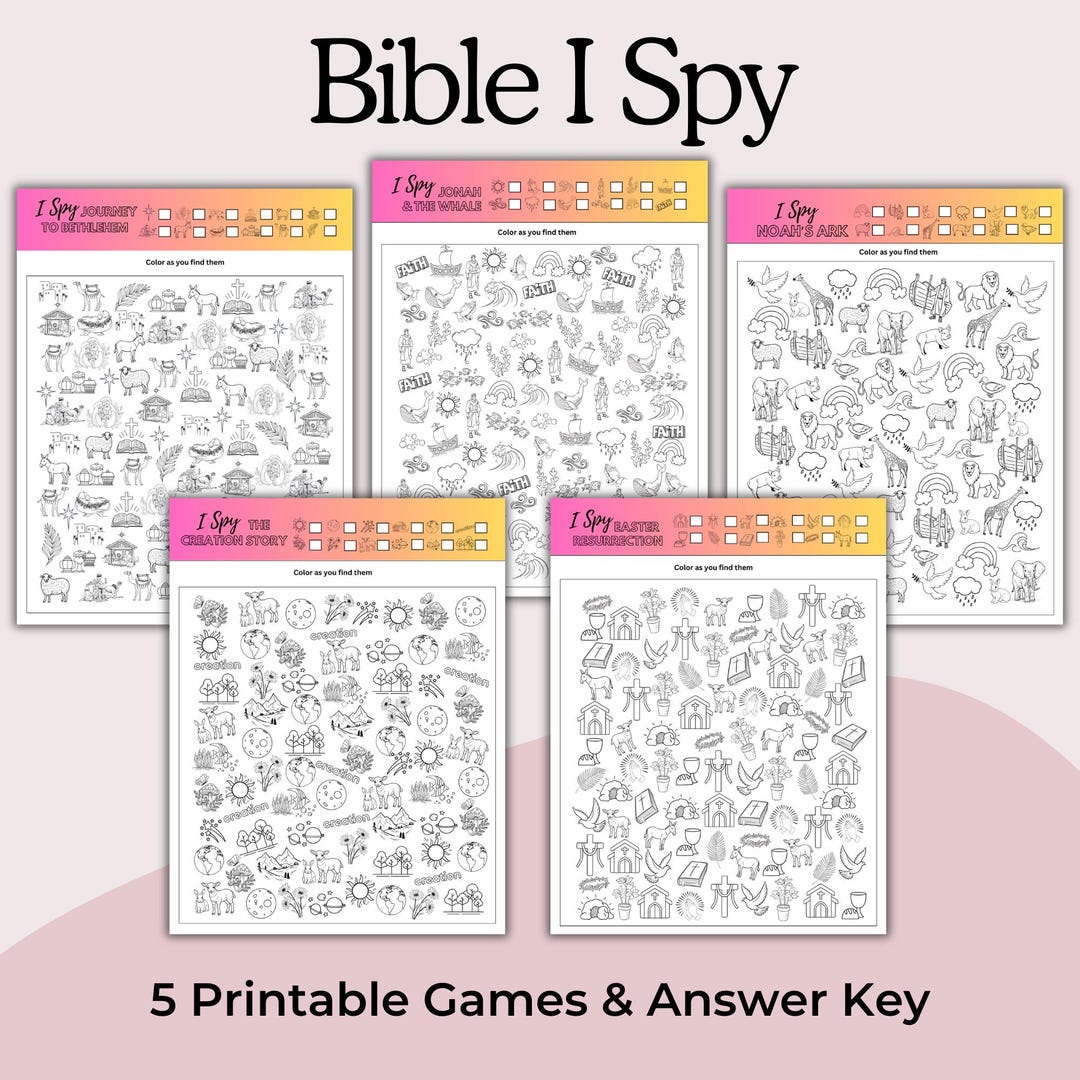 Bible I Spy Activity Pages, Kids Christian Activity Sheets, Sunday ...