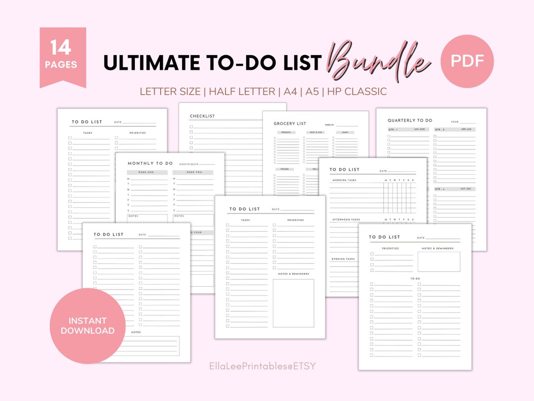 To Do List Pages, Printable to Do List, Shopping List, Productivity ...