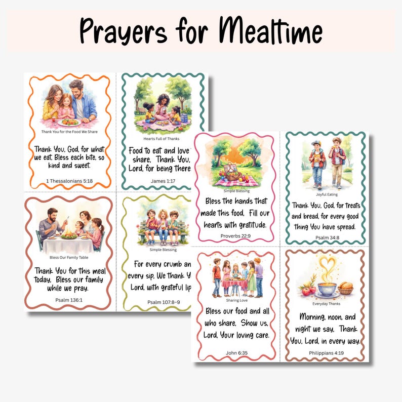 Kids Prayer Cards Printable | Morning, Mealtime & Bedtime Prayers for ...