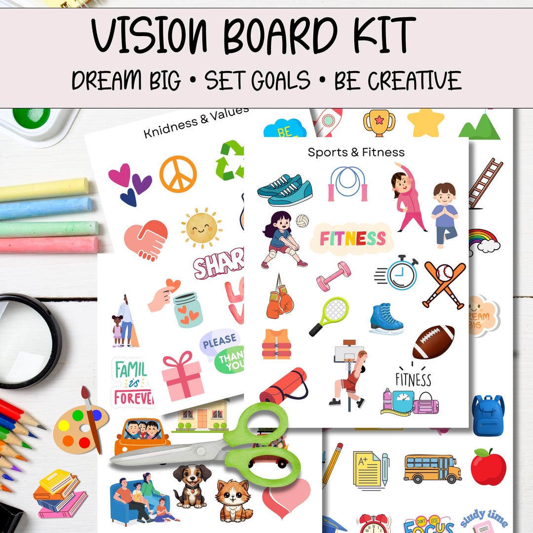 Kids Vision Board Kit, Vision Board Printable, Kids Positive ...