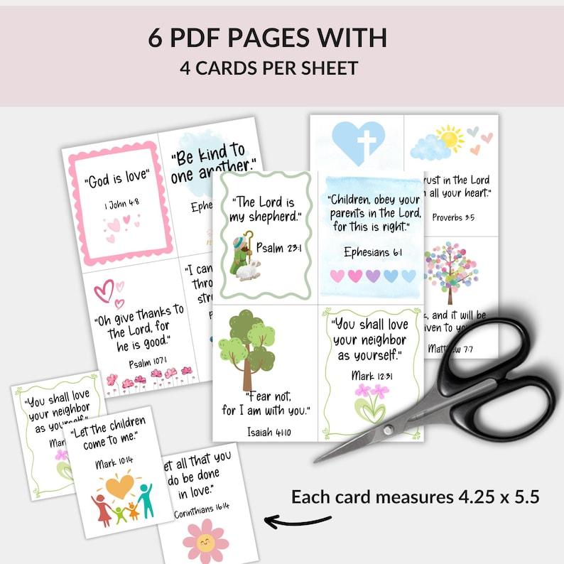 Scripture Cards for Kids, Bible Verse Cards, Christian Homeschool ...