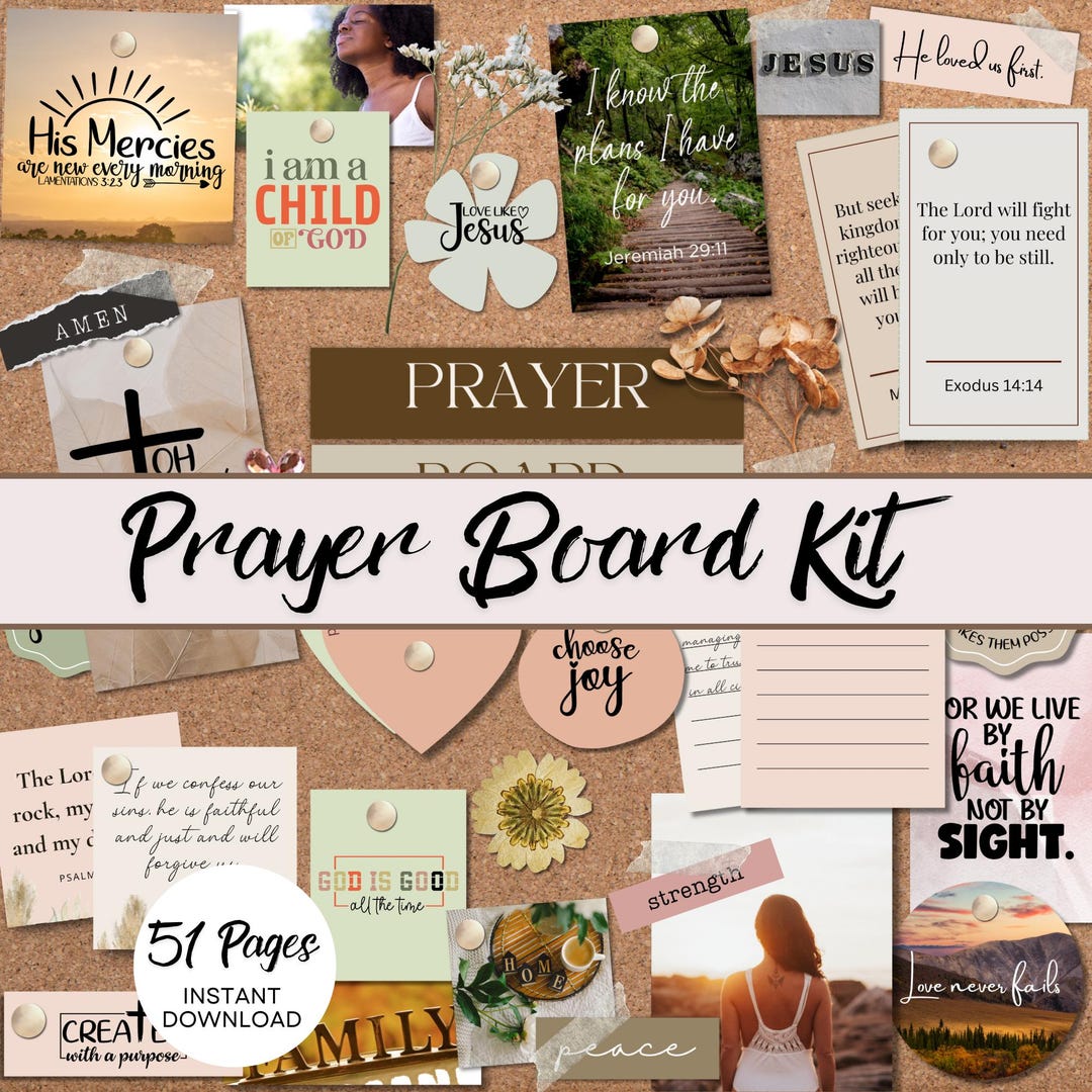 Prayer Board Kit Printable, War Room Bible Verse Cards, Prayer Wall ...