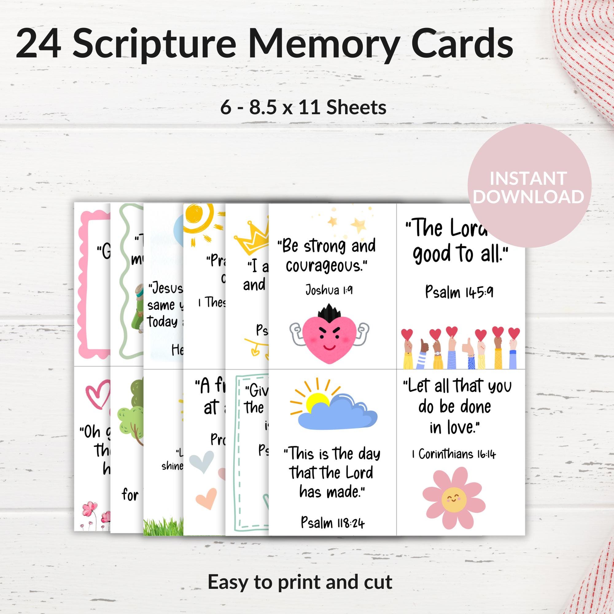 Scripture Cards for Kids, Bible Verse Cards, Christian Homeschool ...