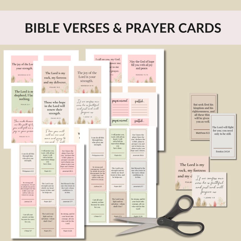 Pink Prayer Board Kit Printable, War Room Bible Verse Cards, Prayer ...