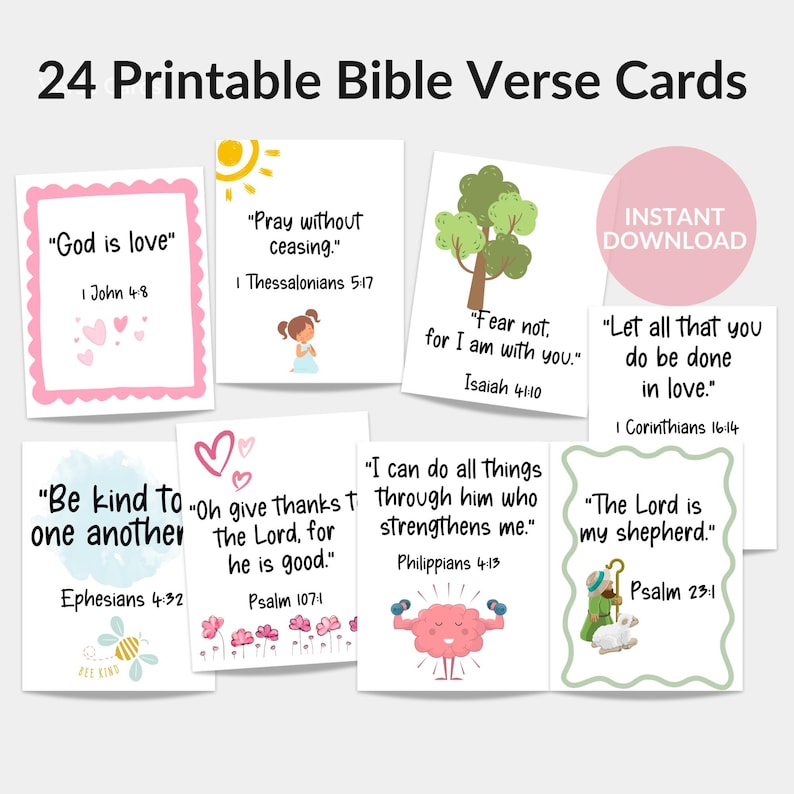 Scripture Cards for Kids, Bible Verse Cards, Christian Homeschool ...