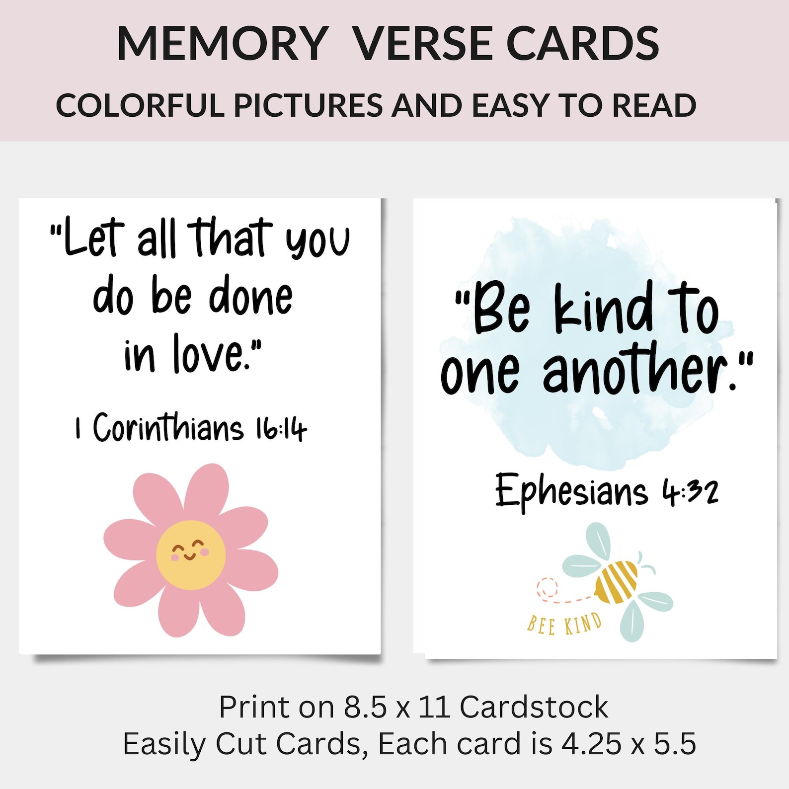Scripture Cards for Kids, Bible Verse Cards, Christian Homeschool ...