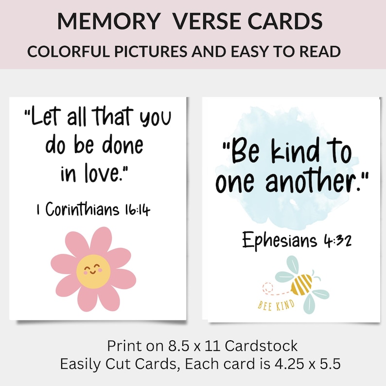 Scripture Cards for Kids, Bible Verse Cards, Christian Homeschool ...