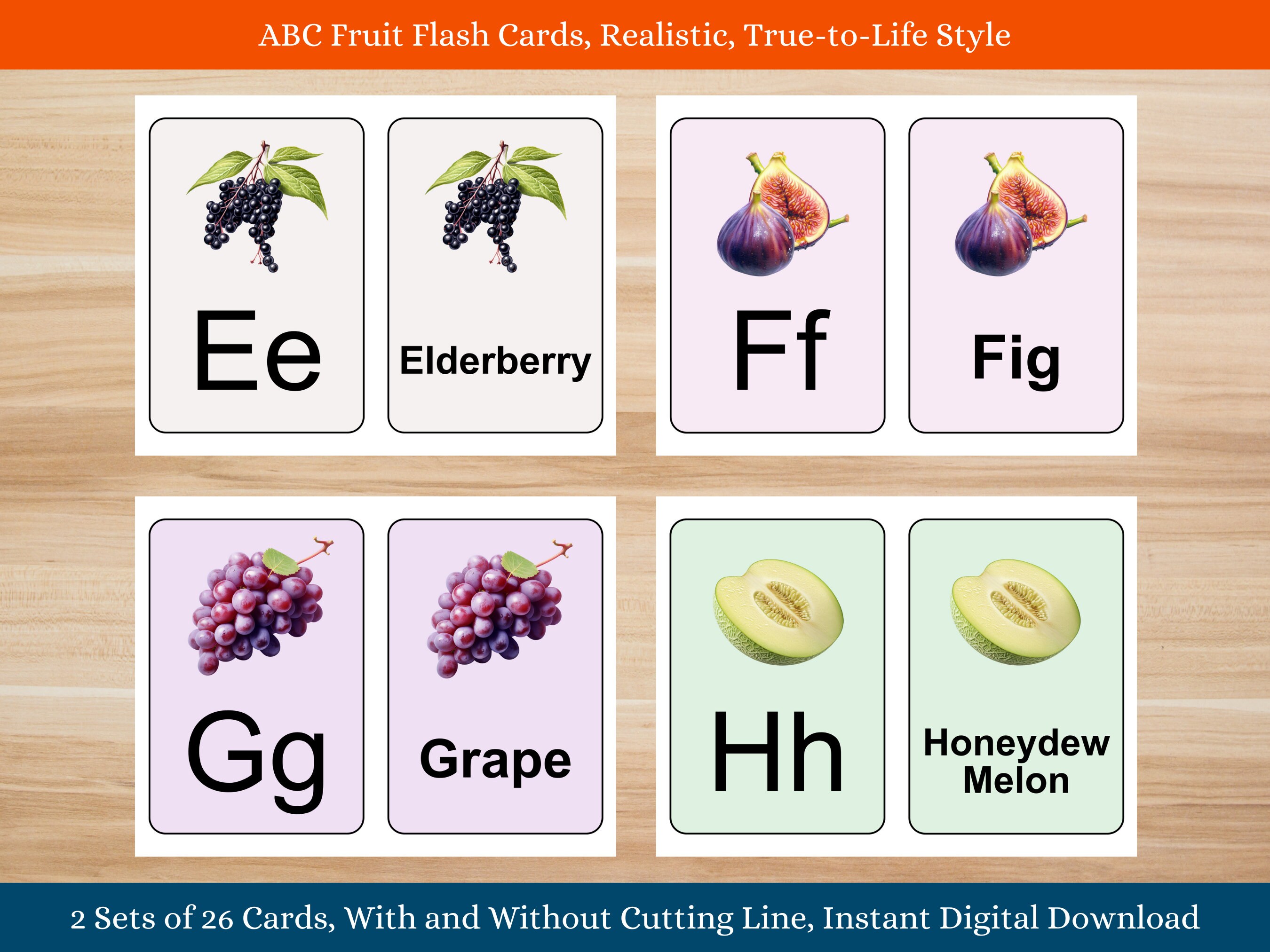 ABC Fruit Flash Cards - Etsy