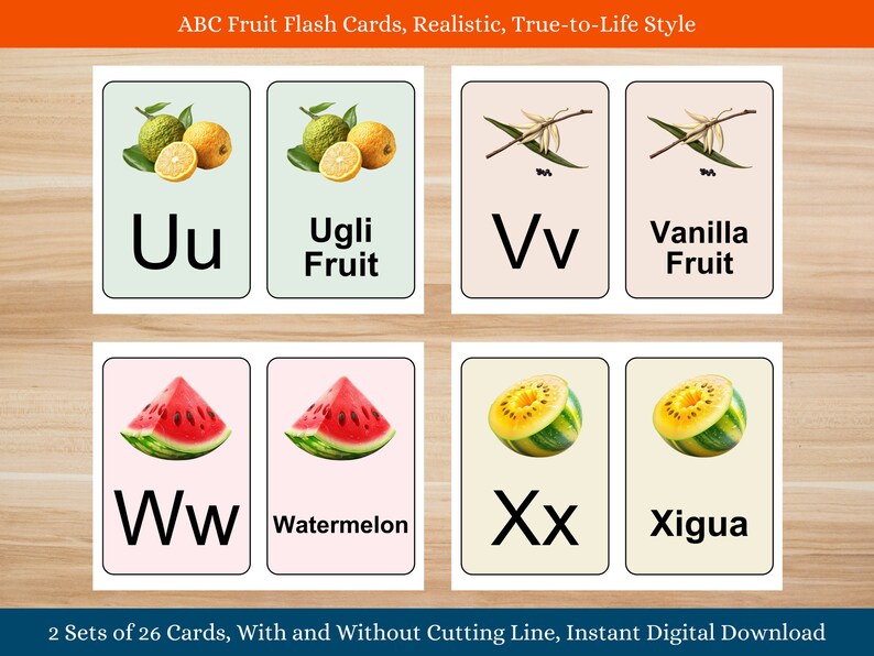 ABC Fruit Flash Cards - Etsy