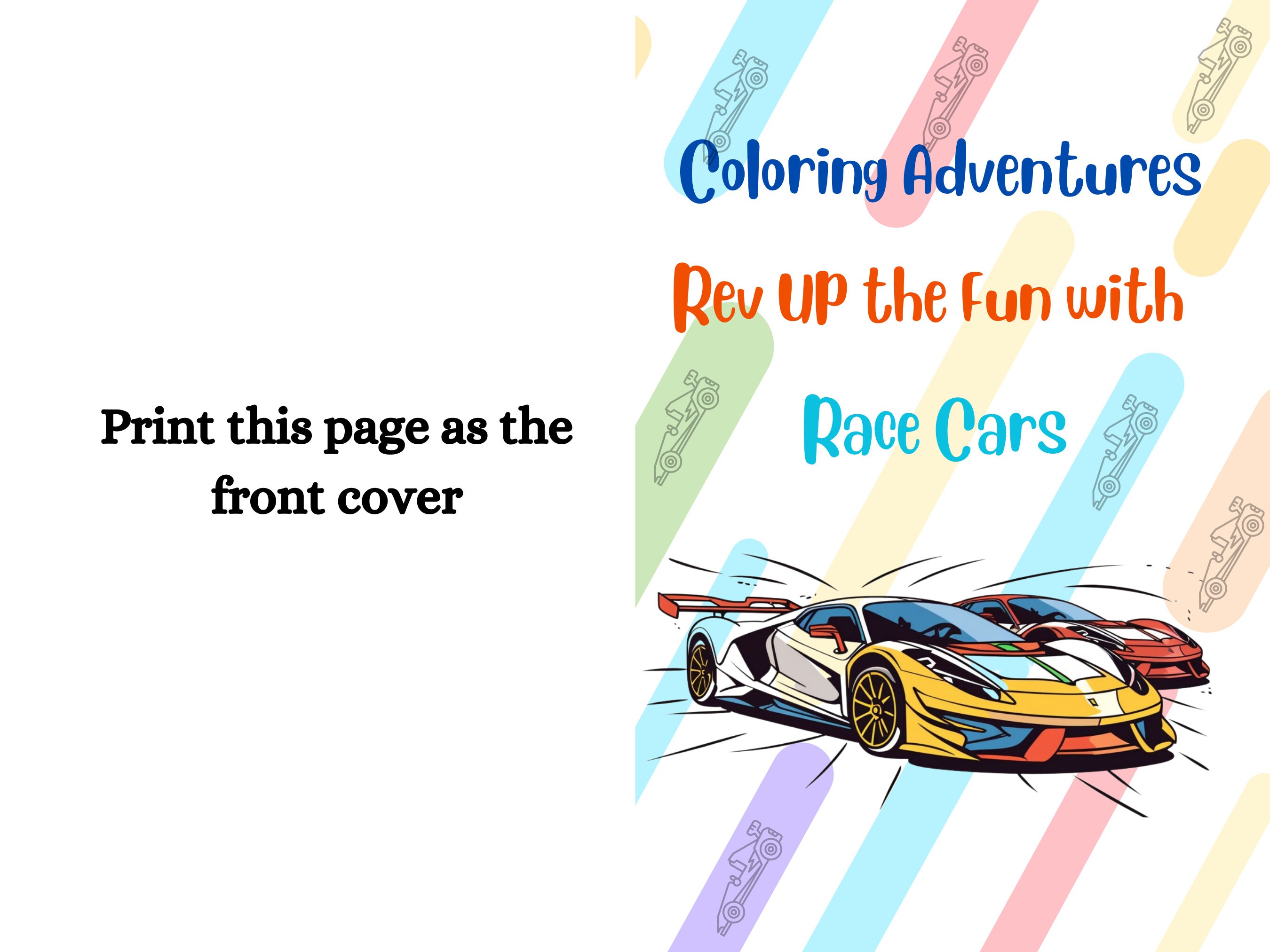 Race Cars Coloring Book | 50 Pages of Single Car Illustrations and ...