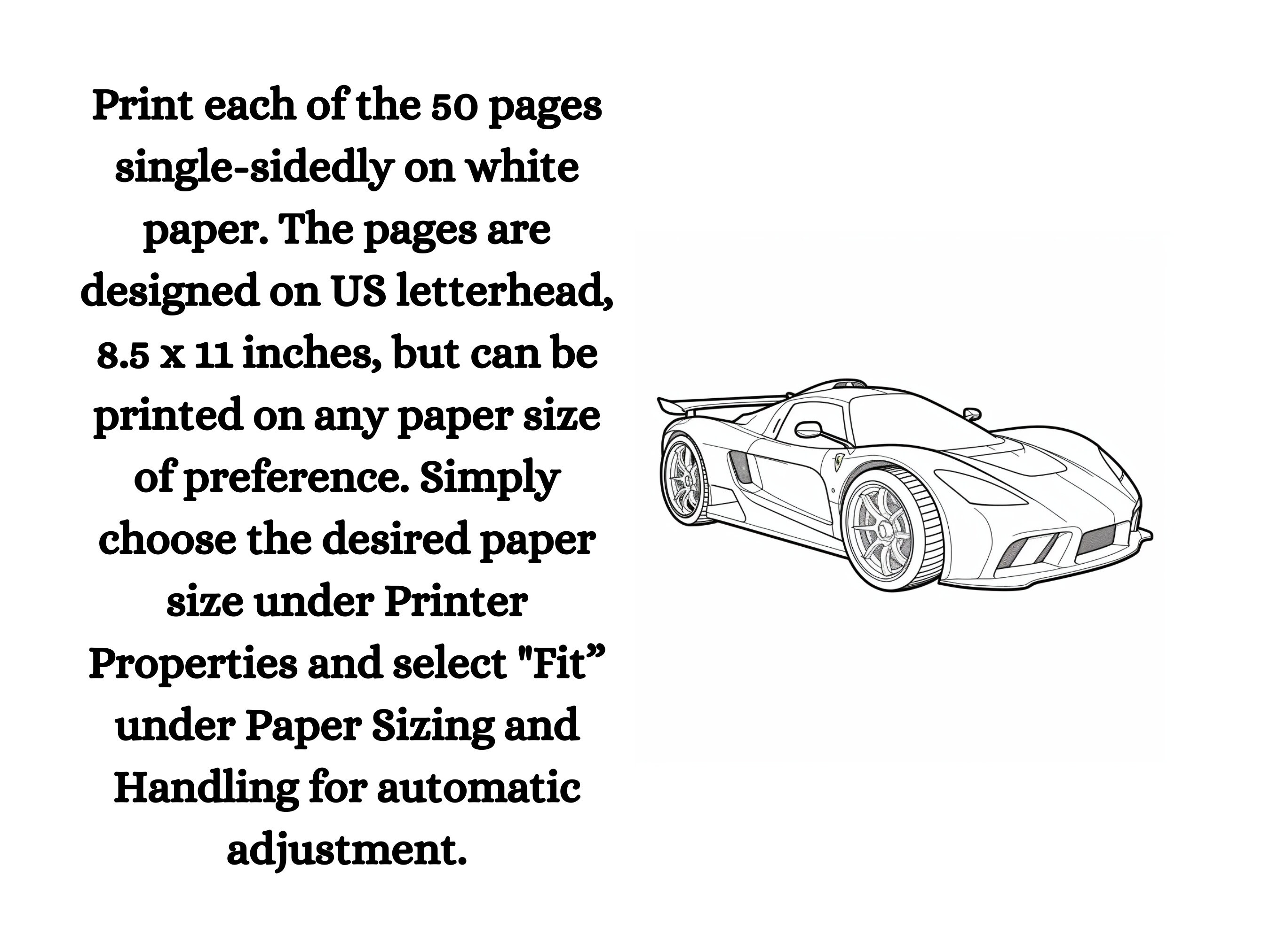 Race Cars Coloring Book | 50 Pages of Single Car Illustrations and ...