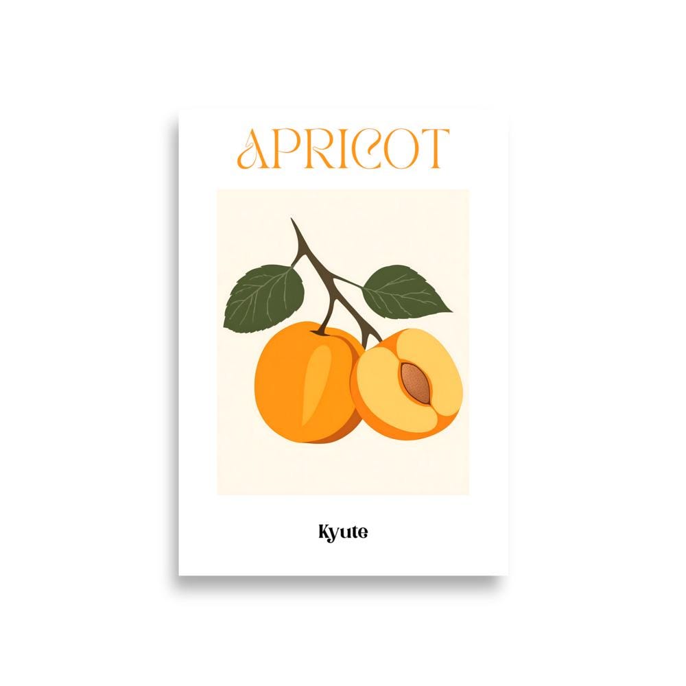 Apricot Minimalist Poster Fruit Poster Minimalist Poster Wall ...