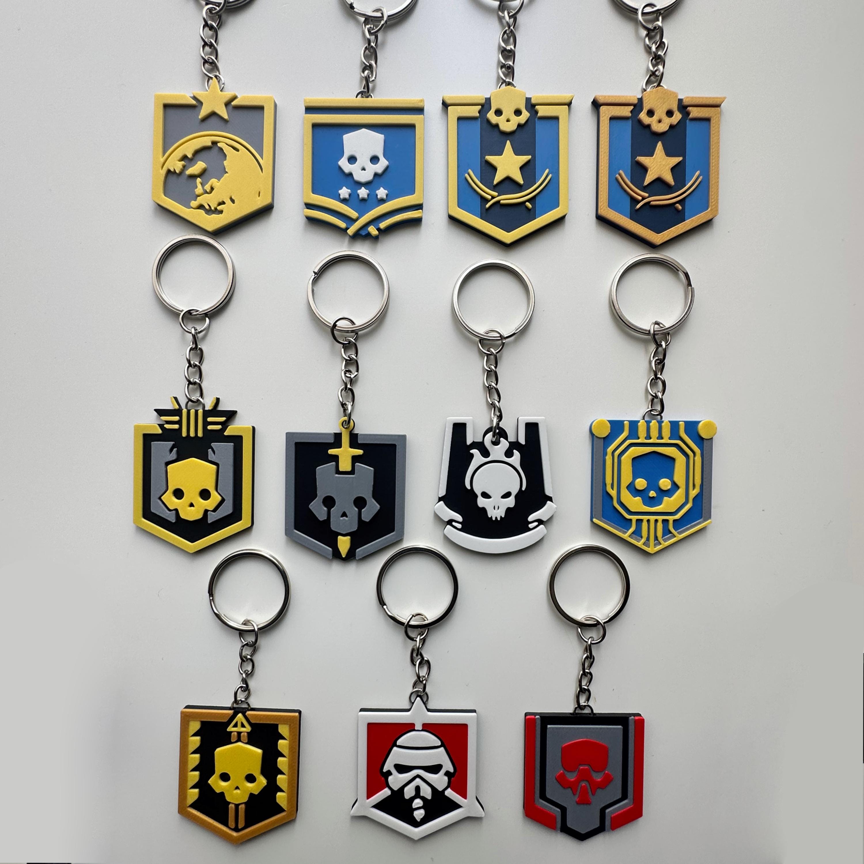 Gaming Badge Keyring Set – Sci-fi Inspired Warbond Emblems – Gifts for ...