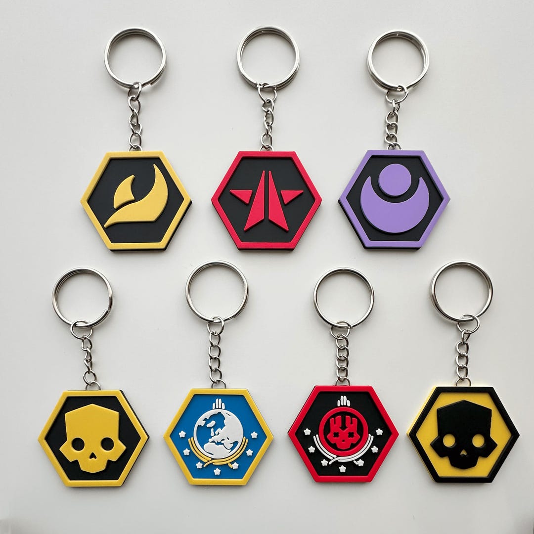 Sci-fi Faction Keyring Set – Hex Badge Emblems – Gamer Gift – Tactical ...