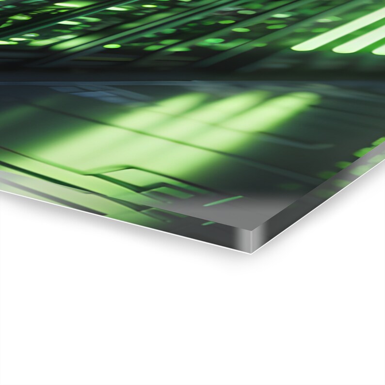 Server Equipment Wall Art With Green Accents Acrylic Glass Futuristic ...