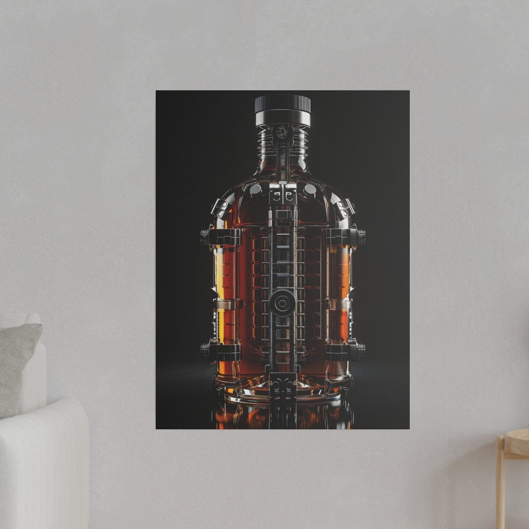 Futuristic Whisky Bourbon Bottle Canvas Art Colorful Bar Decor Man Cave ...