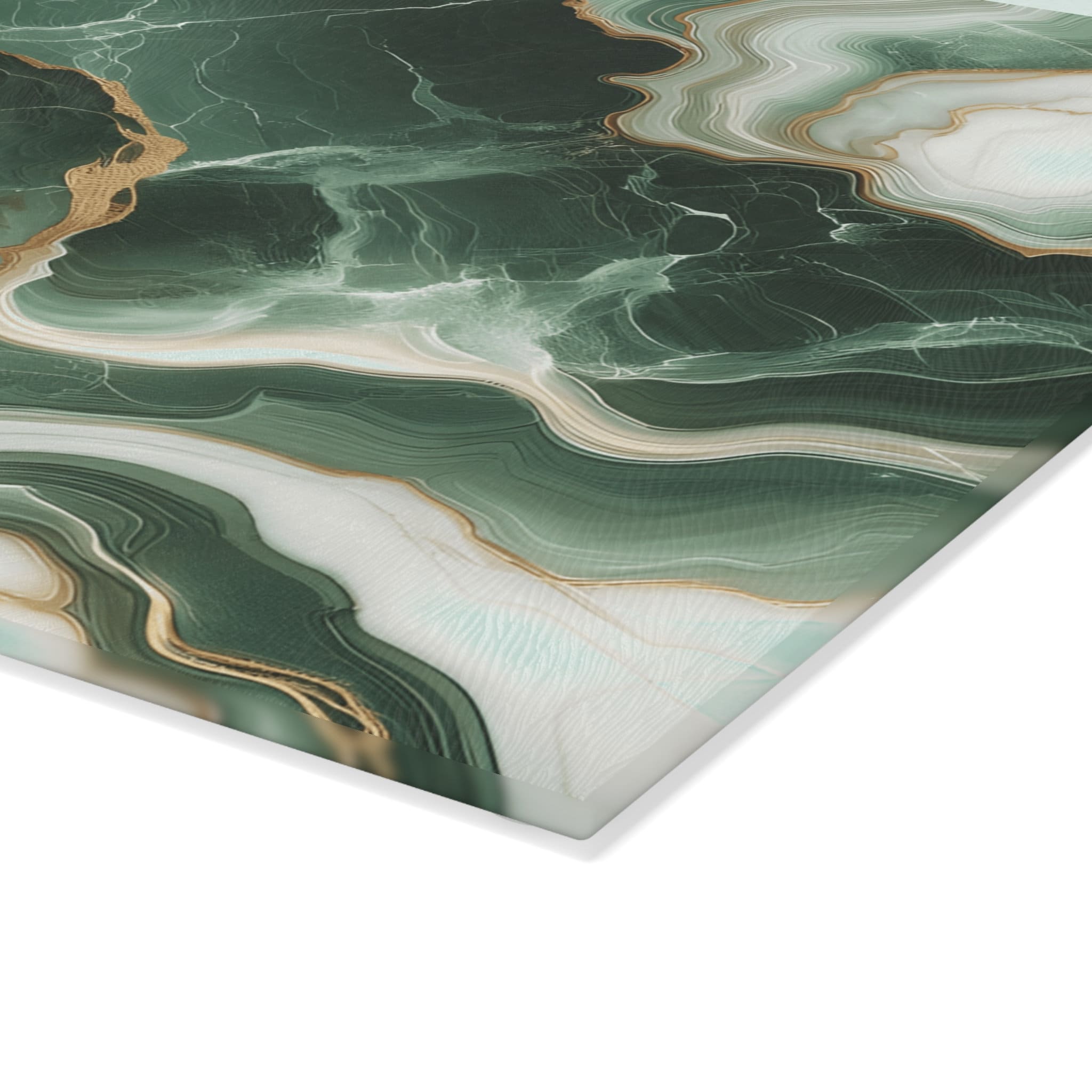 Green and Gold Marble Texture Glass Cutting Board Marble Cutting ...