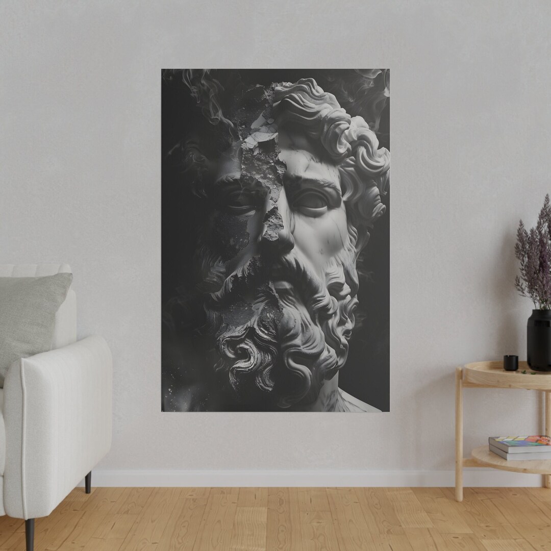 Greek Statue Canvas Art Black and White Mythology Decor Ancient Marble ...