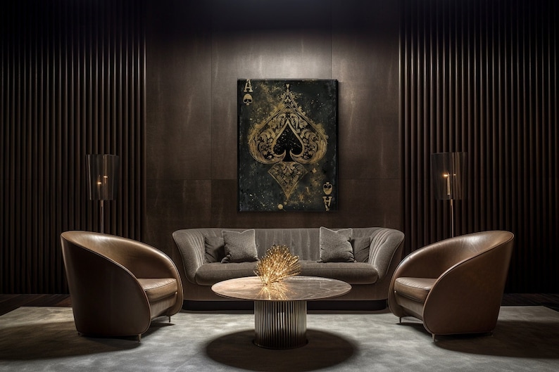 Ace of Spades Wall Art Canvas Modern Card Game Decor Black and White ...