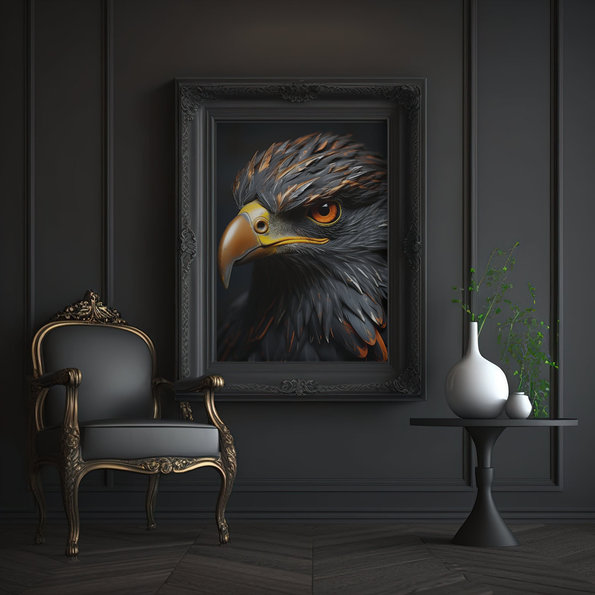 Black Eagle With Gold Highlights Poster Luxurious Gift for Him Modern ...