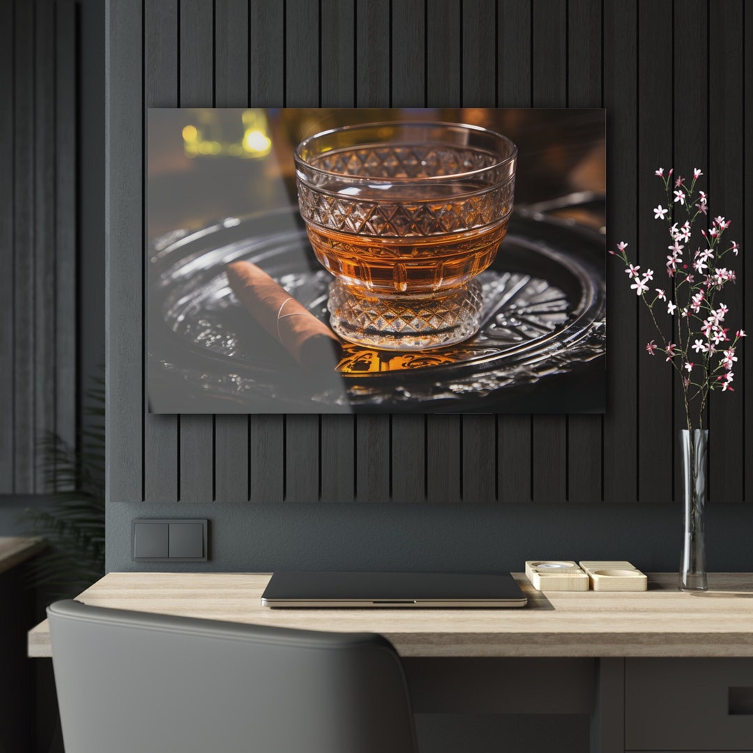 Stylish Cigar and Whiskey Acrylic Print Luxury Wall Art Cigar ...