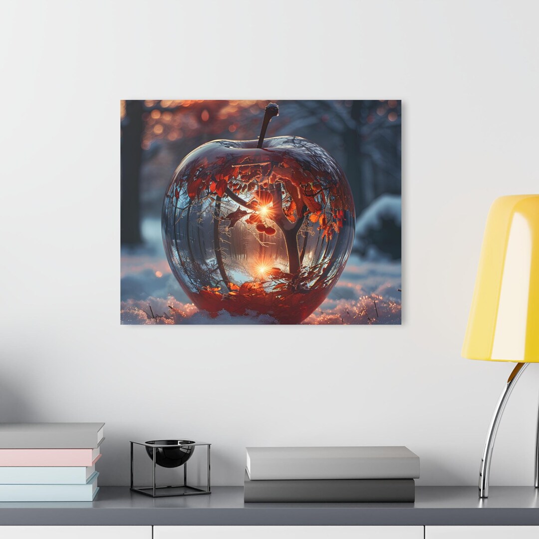Glass Apple Acrylic Wall Art Glowing Tree Surreal Nature Artwork ...
