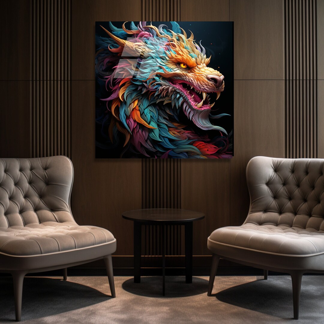 Colorful Dragon Art on Acrylic Wall Decor Dragon Acrylic Print Fantasy ...