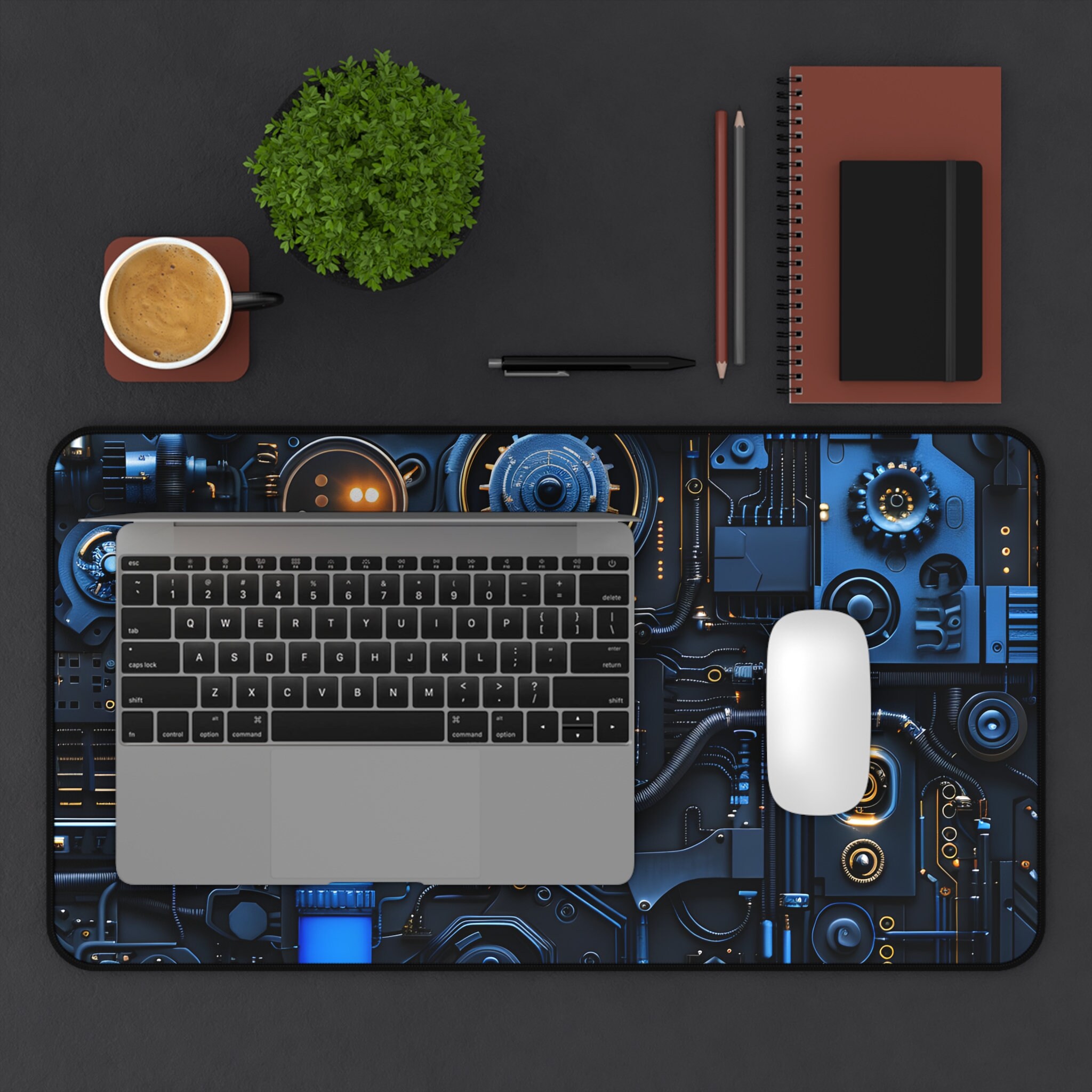 Black and Blue Mechanical Circuit Board Desk Mat Neoprene Anti-slip ...