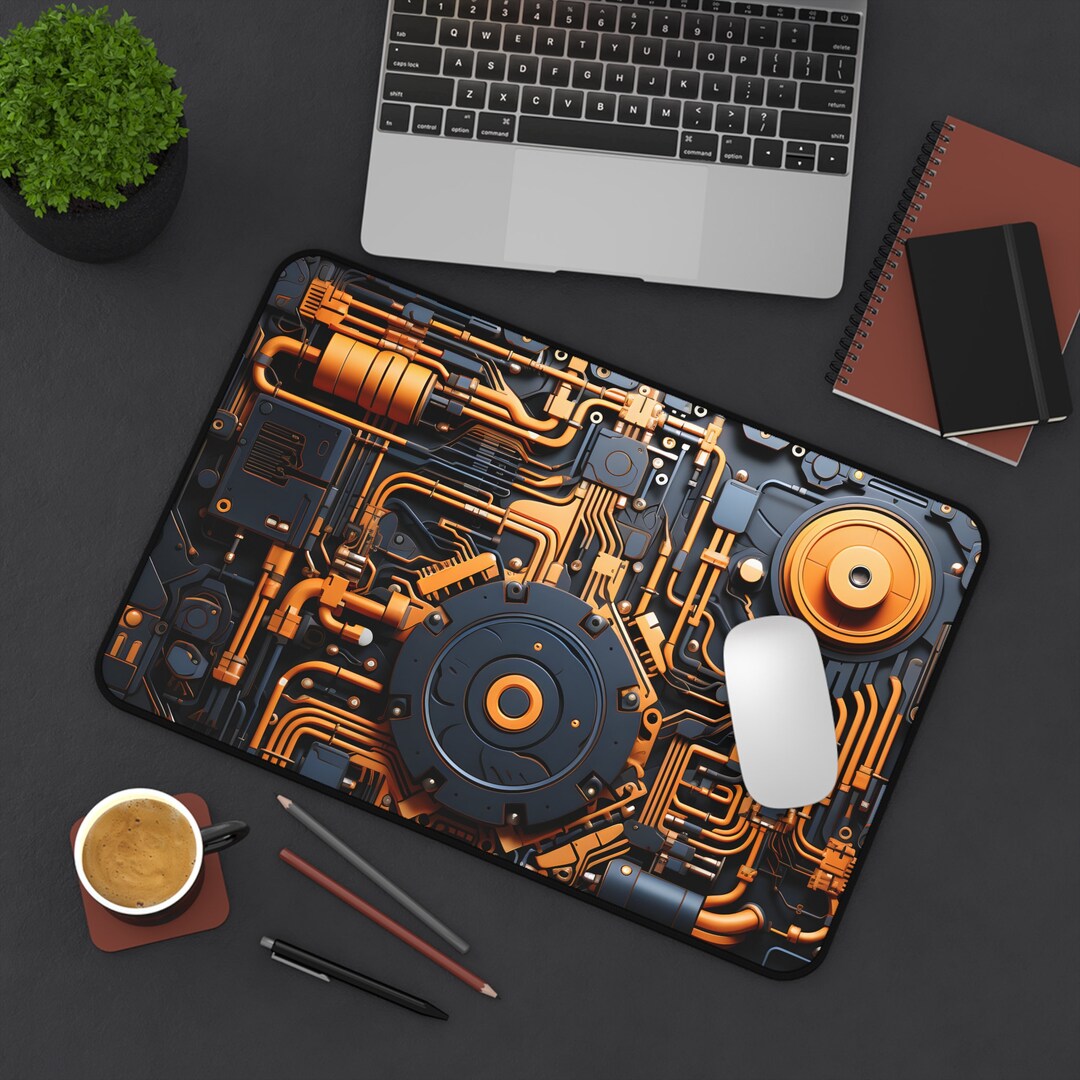 Gaming Desk Mat Mechanical Neoprene Anti-slip Backing Hemmed Edge ...