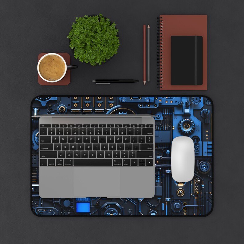 Black and Blue Mechanical Circuit Board Desk Mat Neoprene Anti-slip ...