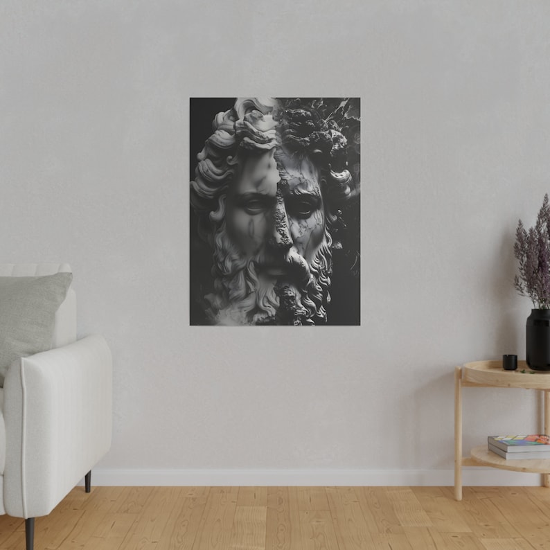 Marble Greek Statue Canvas Art: Black and White Mythology Decor - Etsy