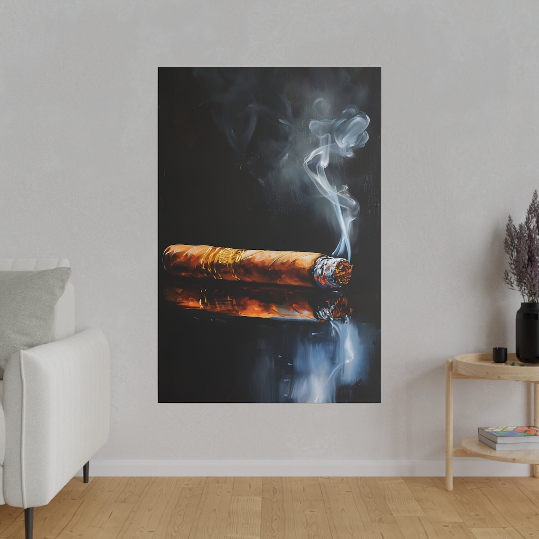 Smoking Cigar Wall Art Canvas Classic Man Cave Decor Durable Canvas Eco ...