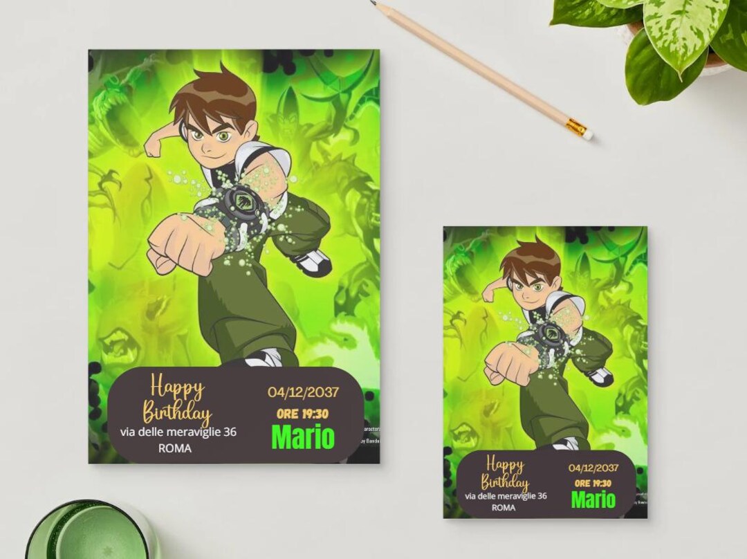 Digital Ben 10 Birthday Card / Invitation – Personalized - Etsy UK