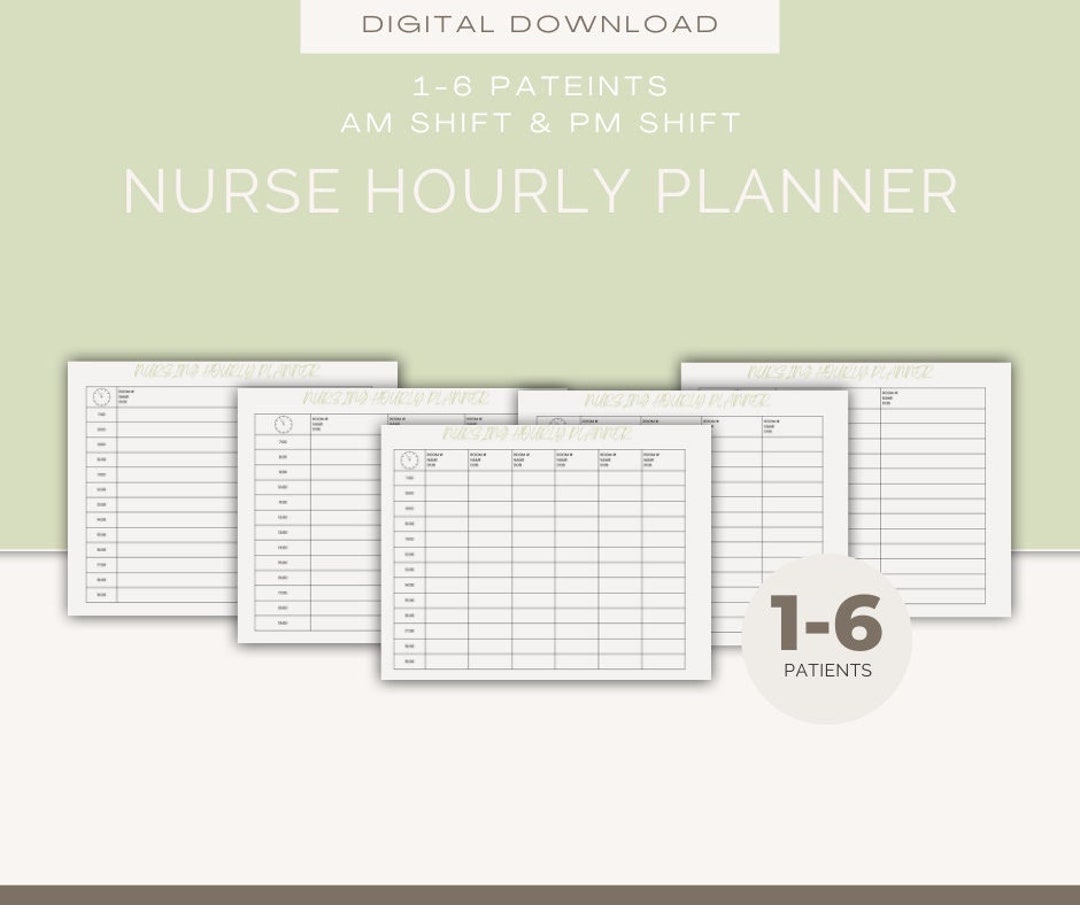 Nurse Hourly Planner BUNDLE 1-6 Patients for Dayshift & Nightshift - Etsy
