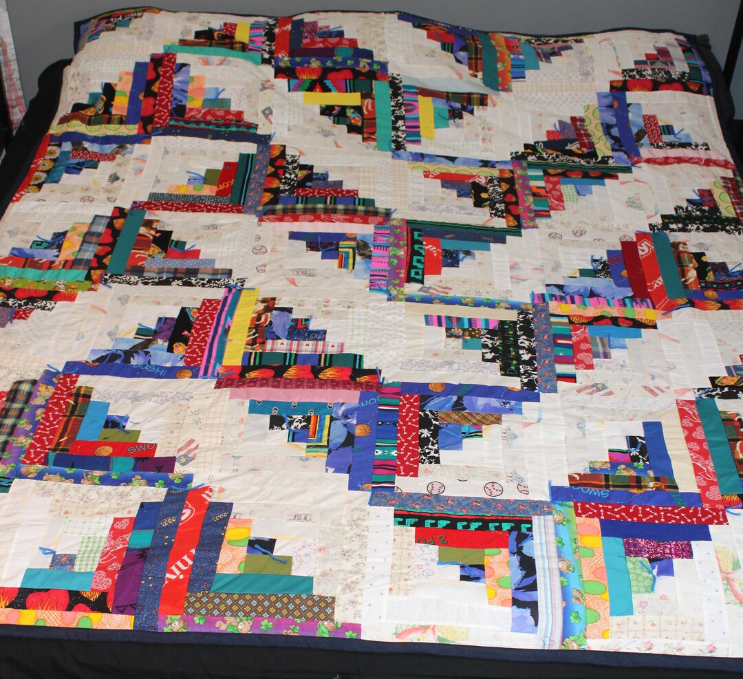 White Stripe Log Cabin - Etsy