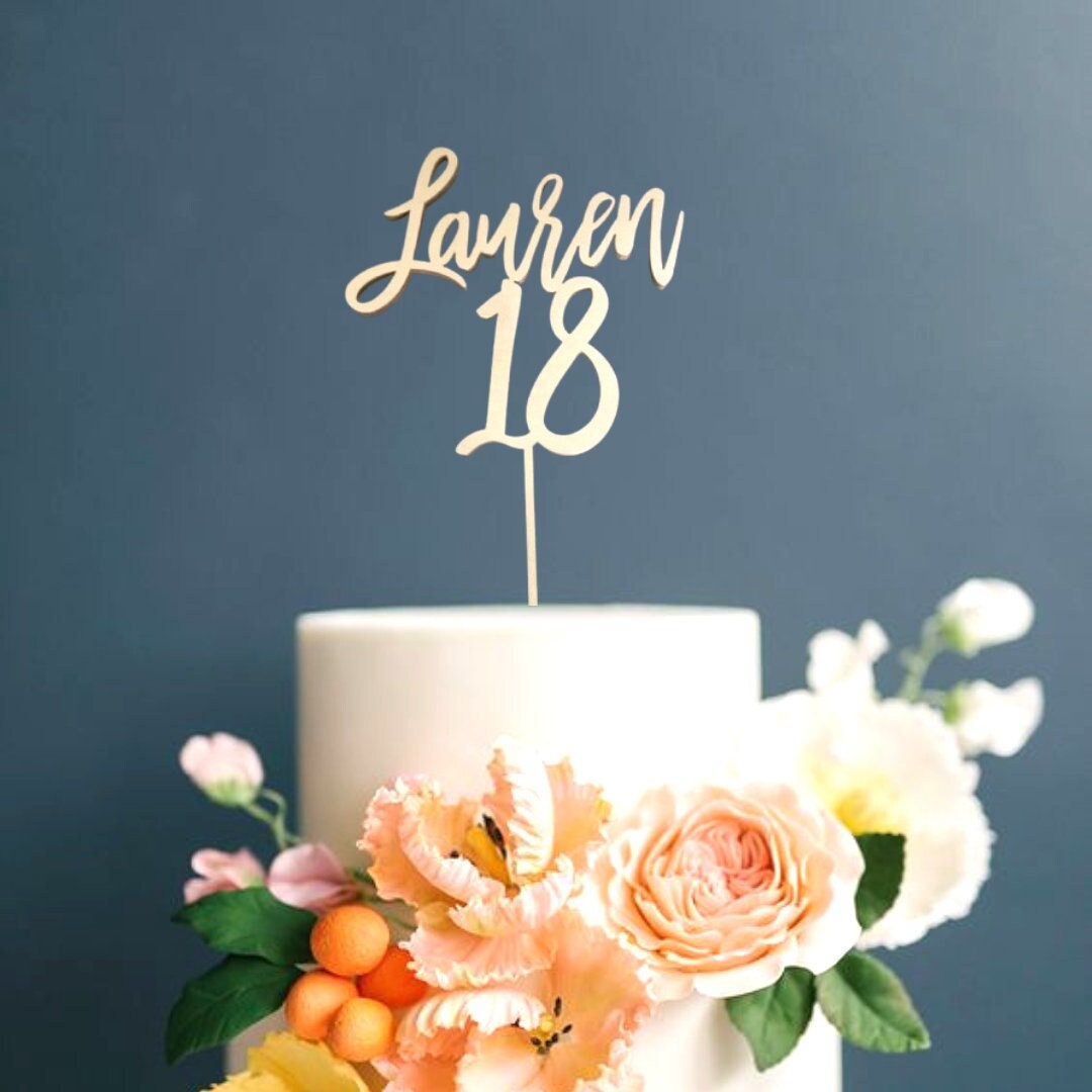 18th Cake Topper, Custom Wooden Cake Topper, Happy 18th Birthday Cake ...