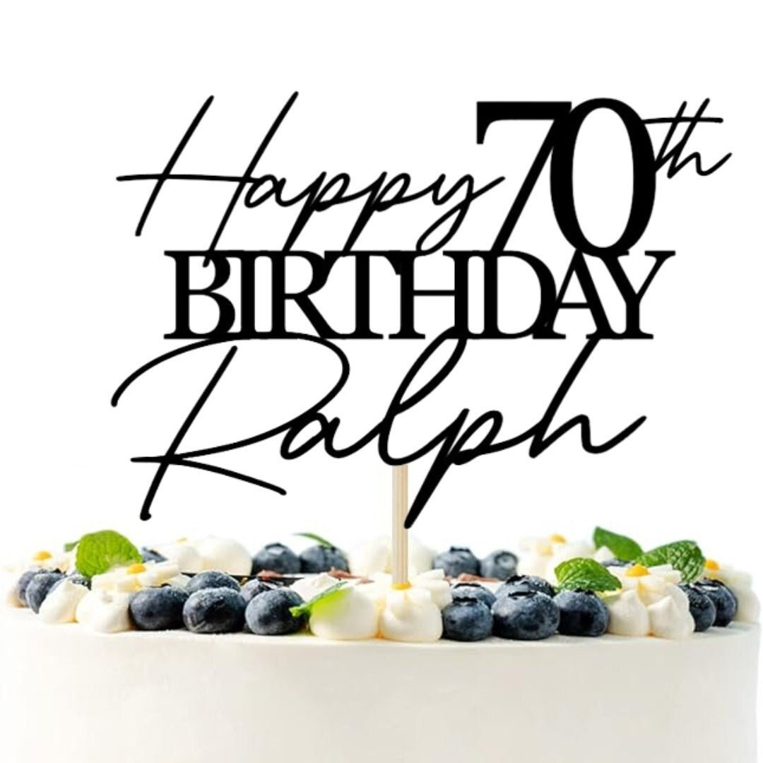 70th Cake Topper, Happy 70th Birthday Cake Topper, Custom Cake Topper ...