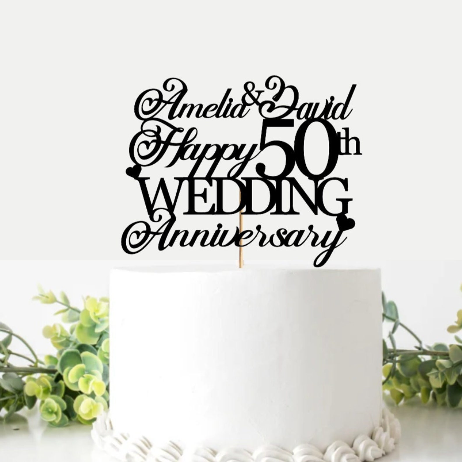 Personalised Anniversary Cake Topper, 50th Wedding Anniversary Cake ...