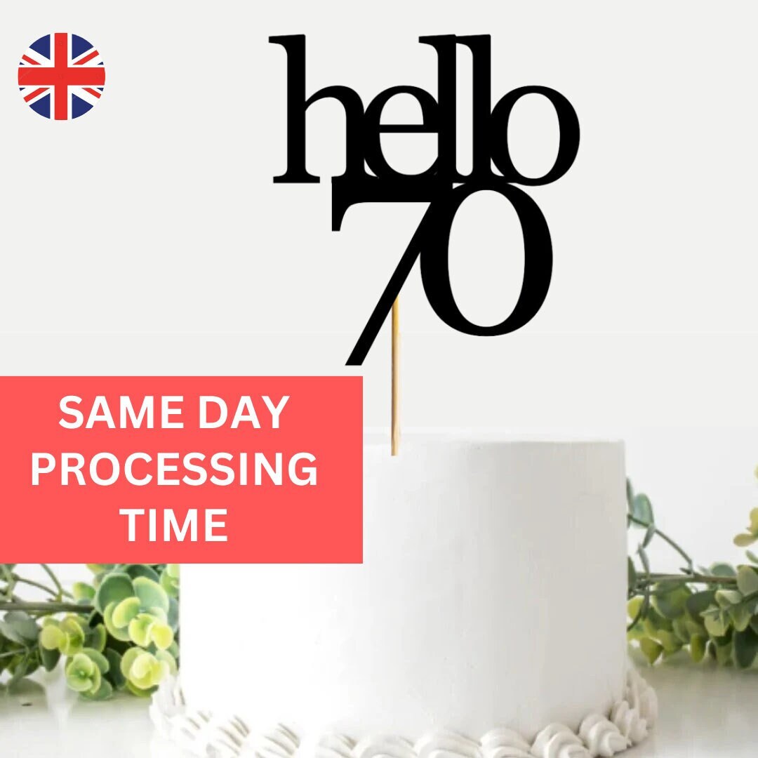 70th Birthday Cake Topper, Customizable Glitter Age, Personalised Happy ...