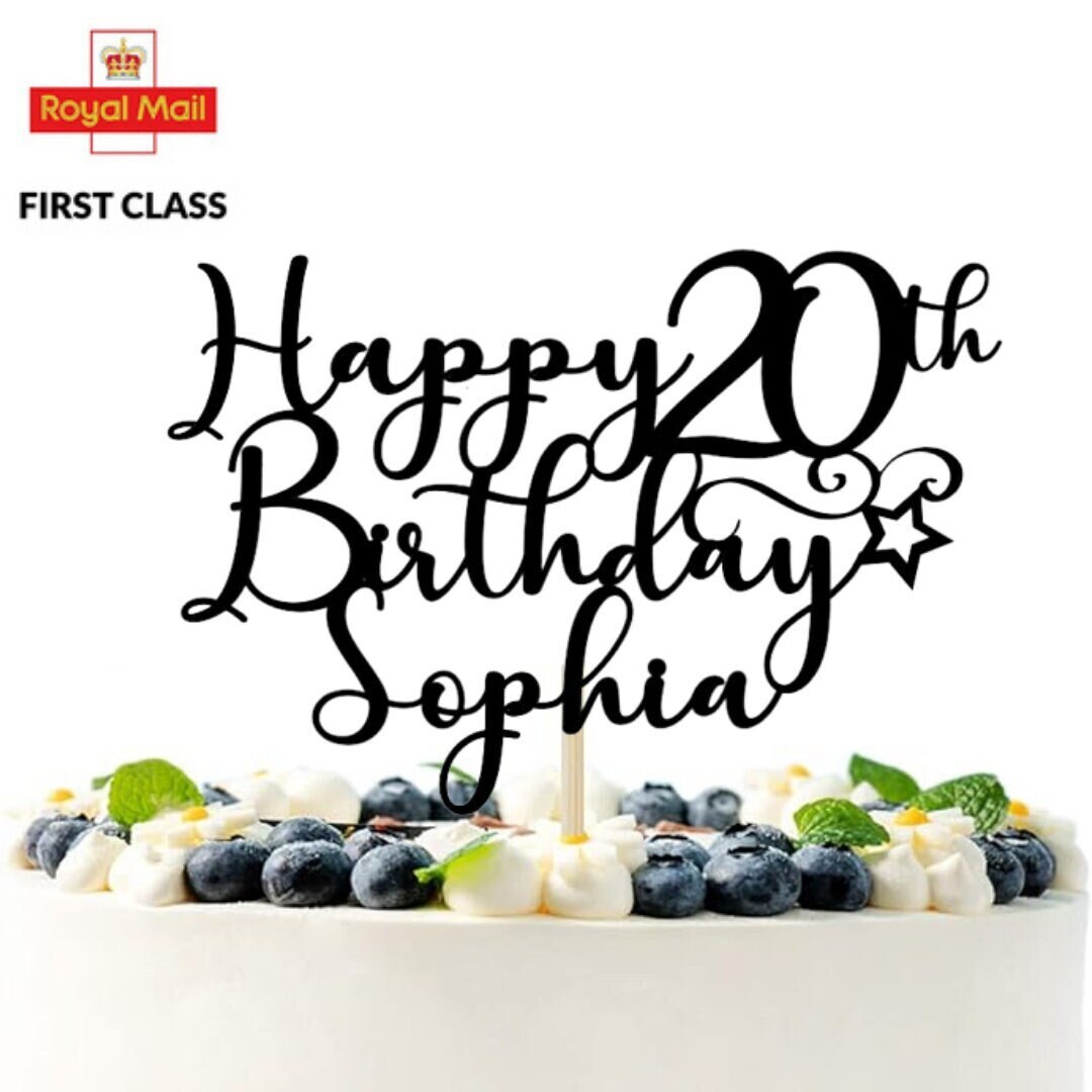 20th Birthday Cake Topper, Happy 20th Birthday Cake Topper, 20 Cake ...