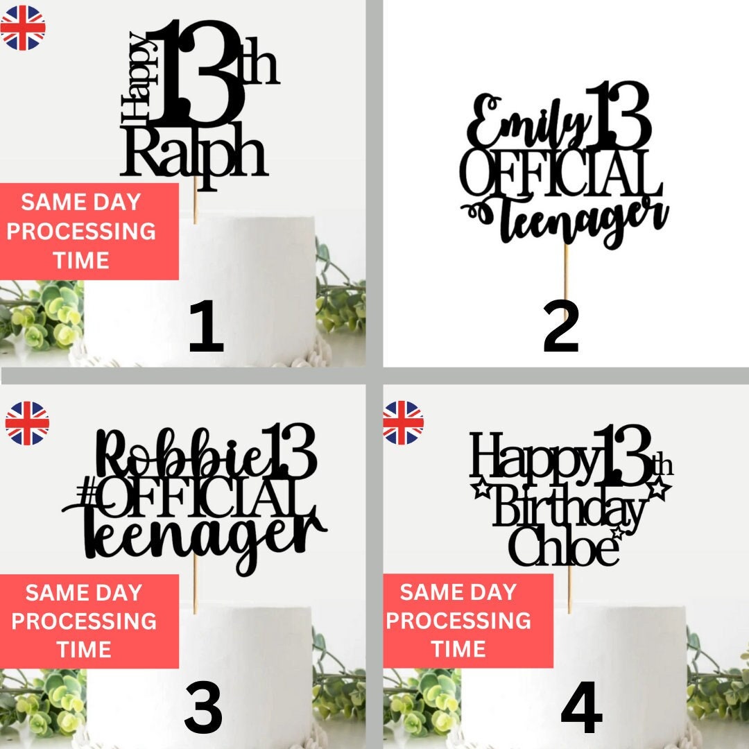 13th Birthday Cake Topper, Personalised Custom Birthday Cake Topper ...