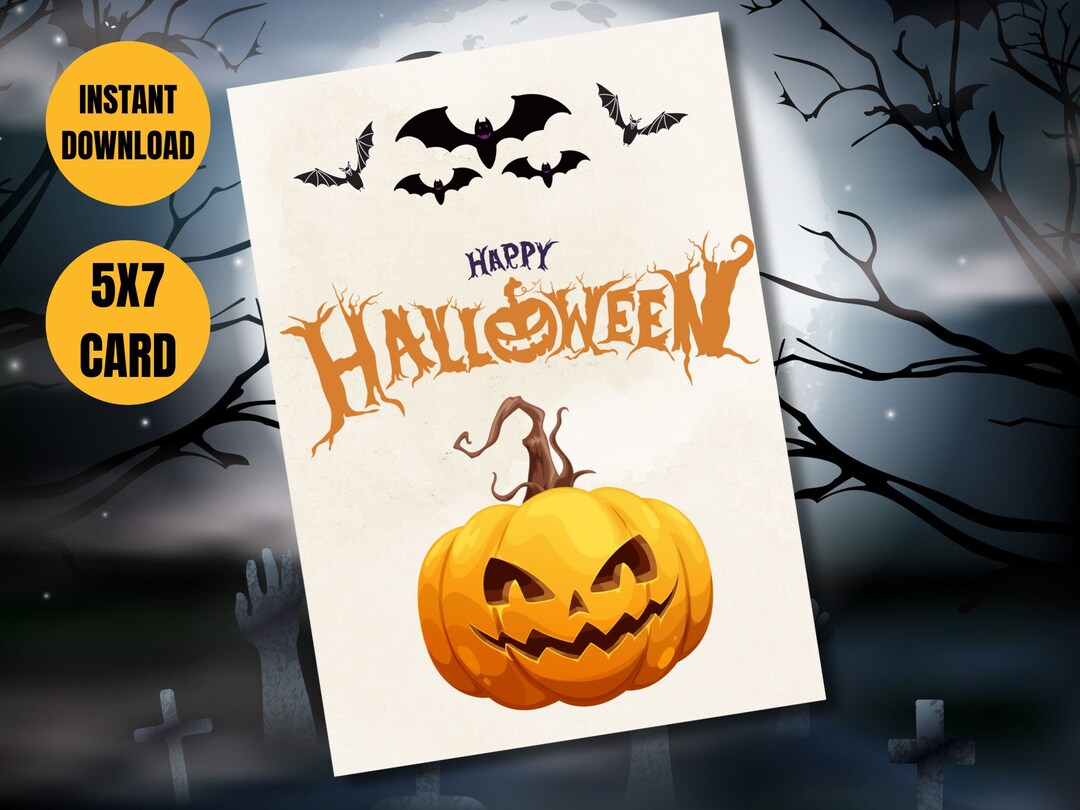 Halloween Greeting Card, Printable Y Halloween Card, Pumpkin Card ...