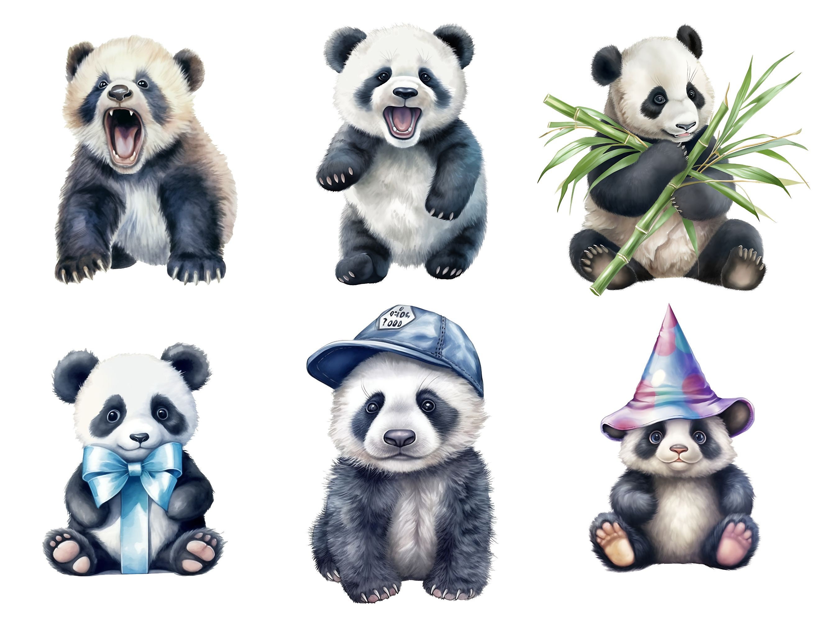 Watercolor Happy Panda Clipart Cute Panda Clipart Bundle - Etsy