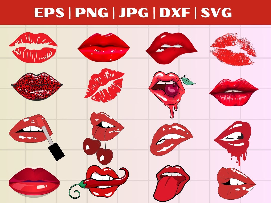 Lips Svg Bundle Lips Png Bundle Kiss Svg Lips Print Svg Red Lips Svg ...